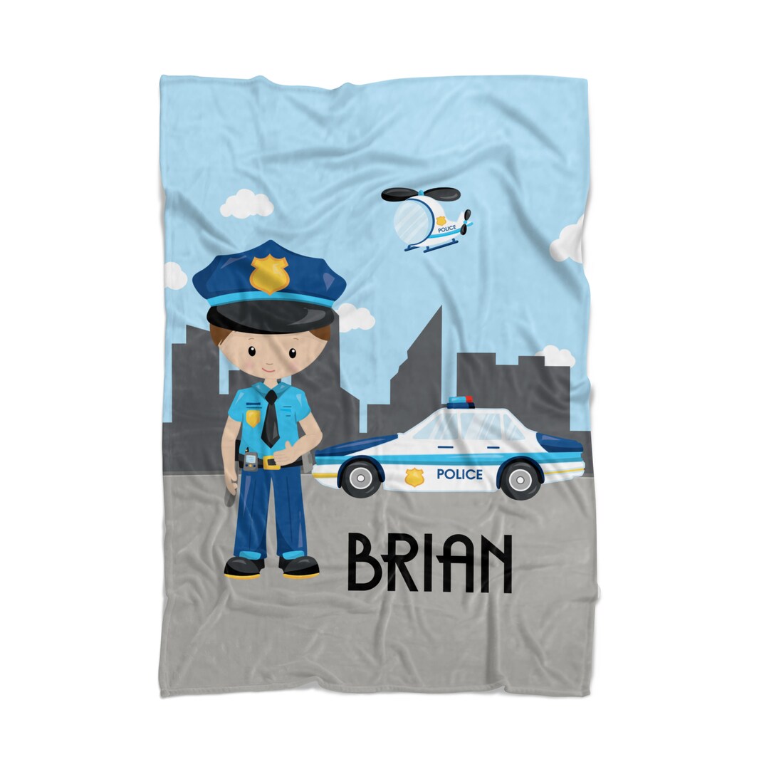 Police Blanket - Blue Big City Police Throw Blanket Decor, Police ...