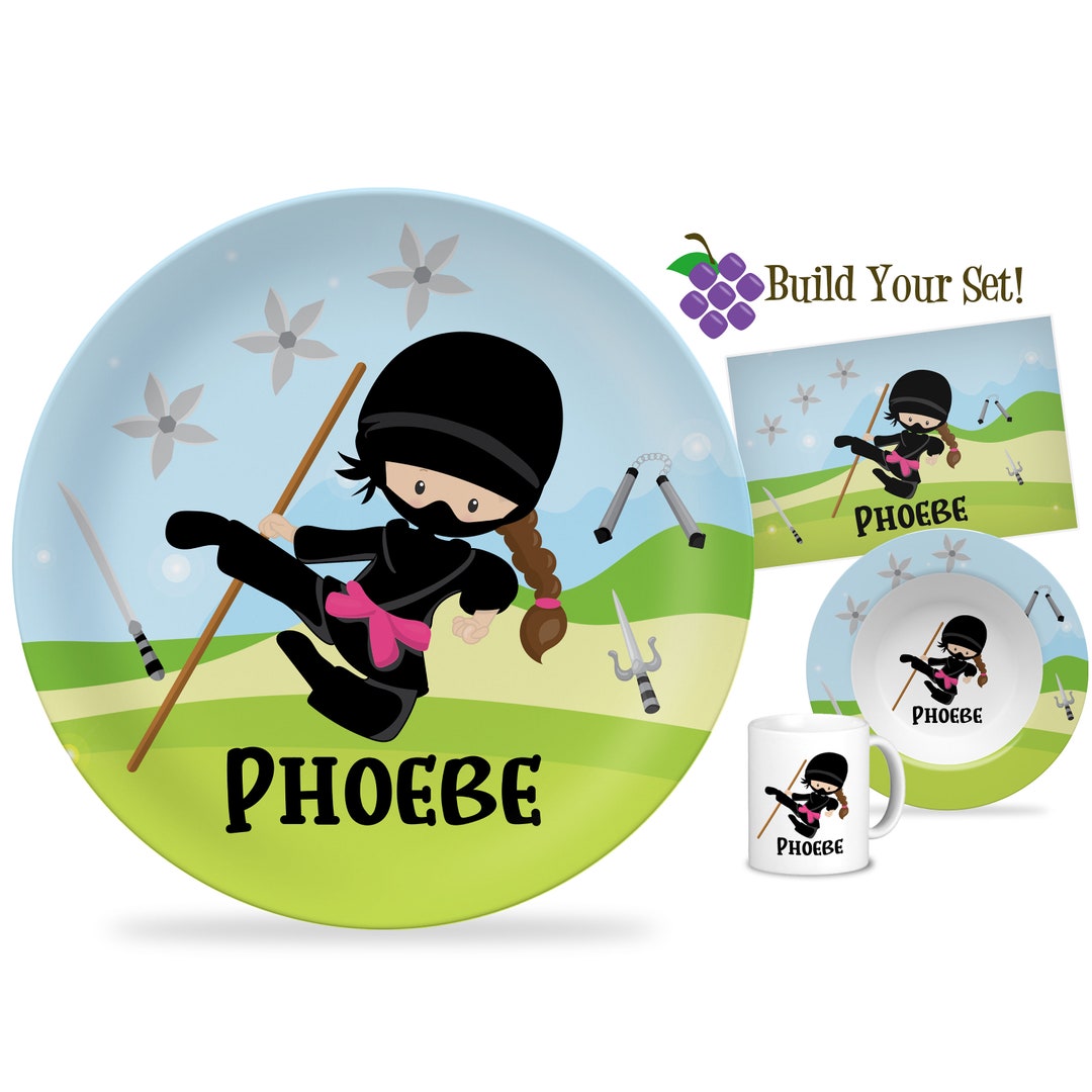 Ninja Plate - Throwing Stars Black Belt Ninja Dinner Plate Set, Pink ...