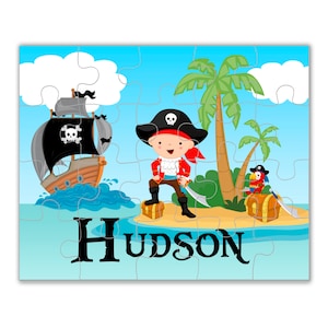 Personalized Pirate Puzzle - Boy Pirate Puzzle, Kids Blue Ocean Island ...