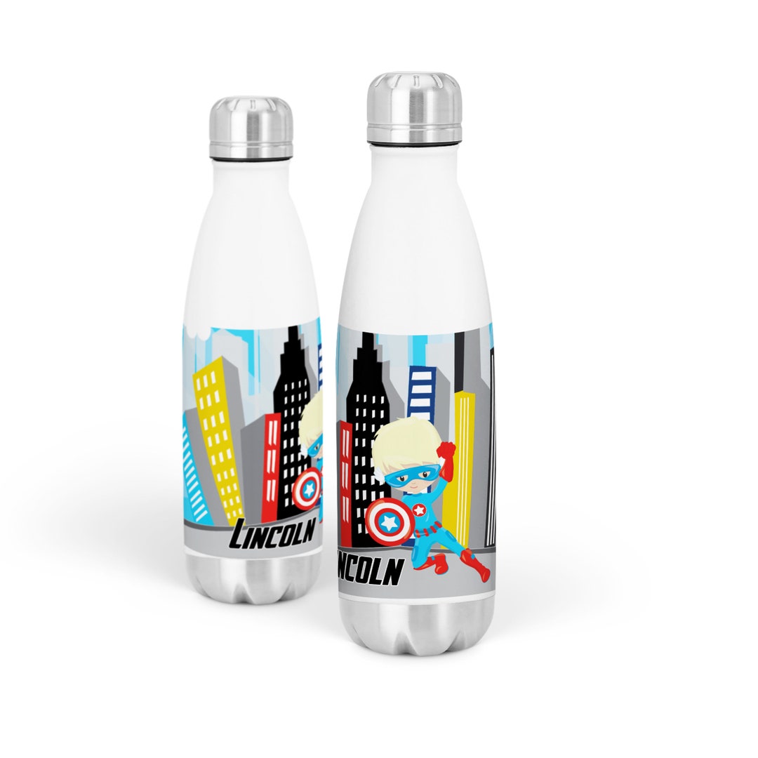 Superhero Water Bottle Blue Big City Hero Stainless Steel - Etsy