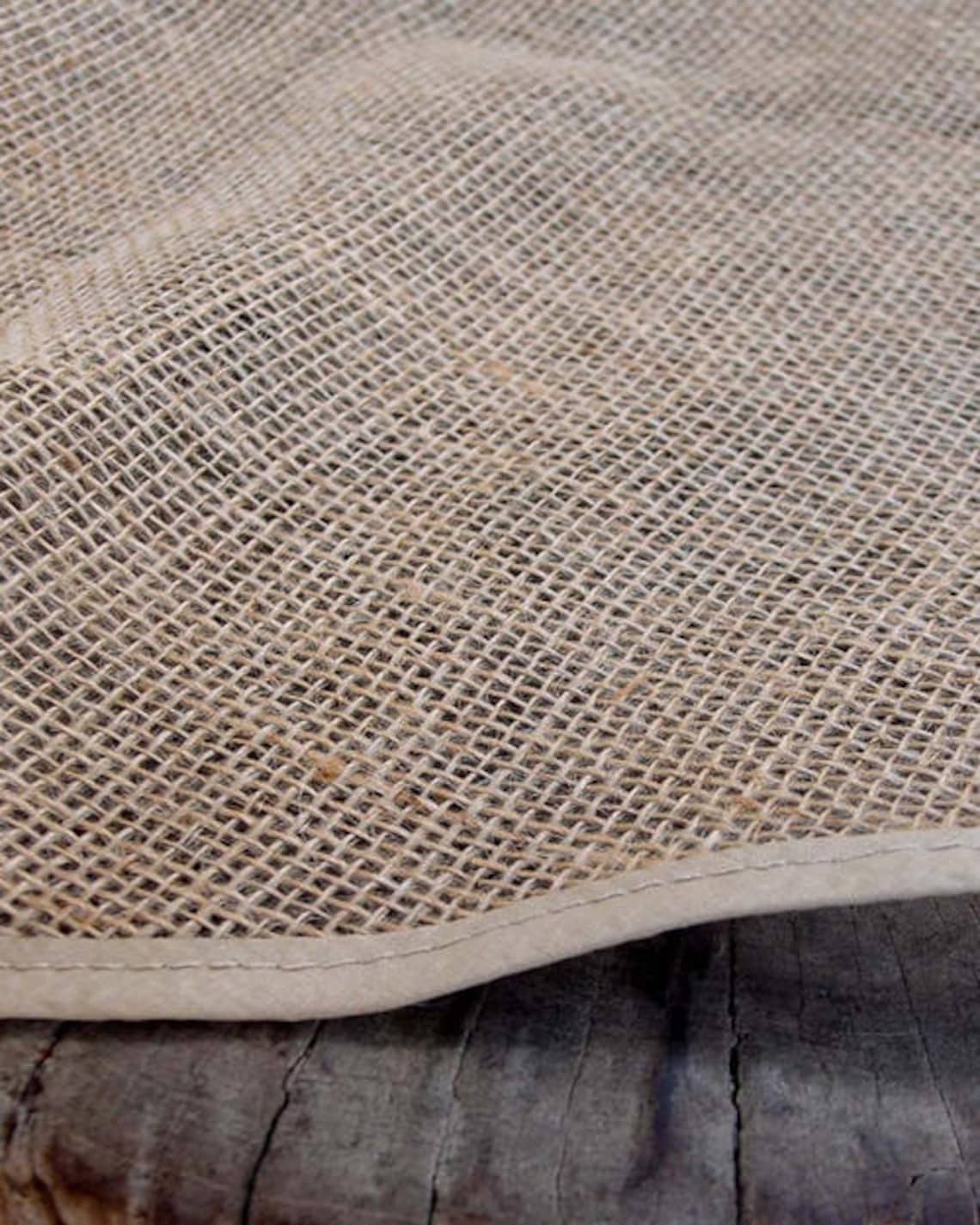 Round Jute Burlap Table Cover Overlay Finished Edges - 60 Inches ...