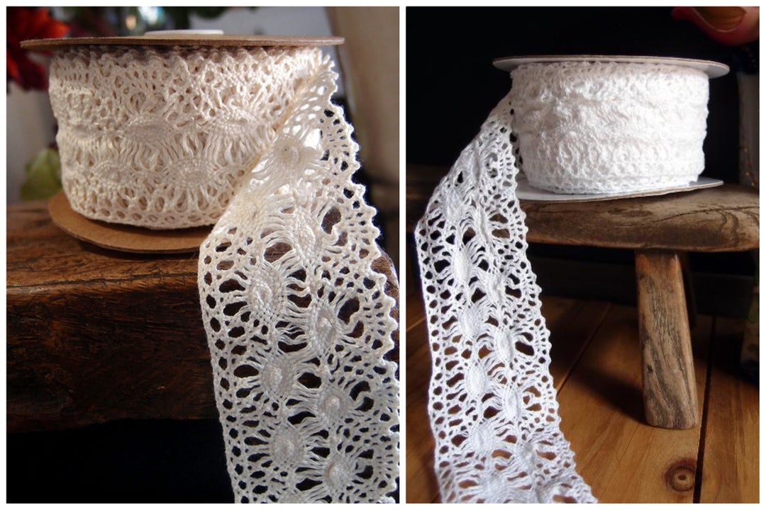 2.25" Crochet Lace Eyelet Ribbon Floral Trim Pattern Gift Wrap Decor ...