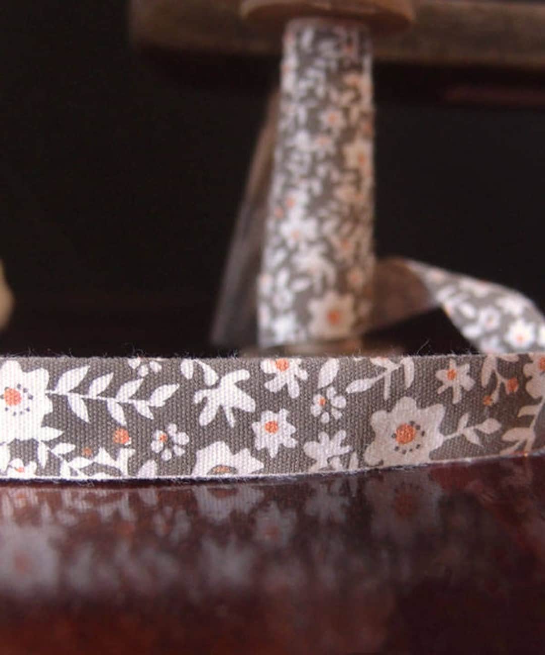 Brown Floral Garden Flowers Print Cotton Ribbon, 5/8-inch, 10-yards ...