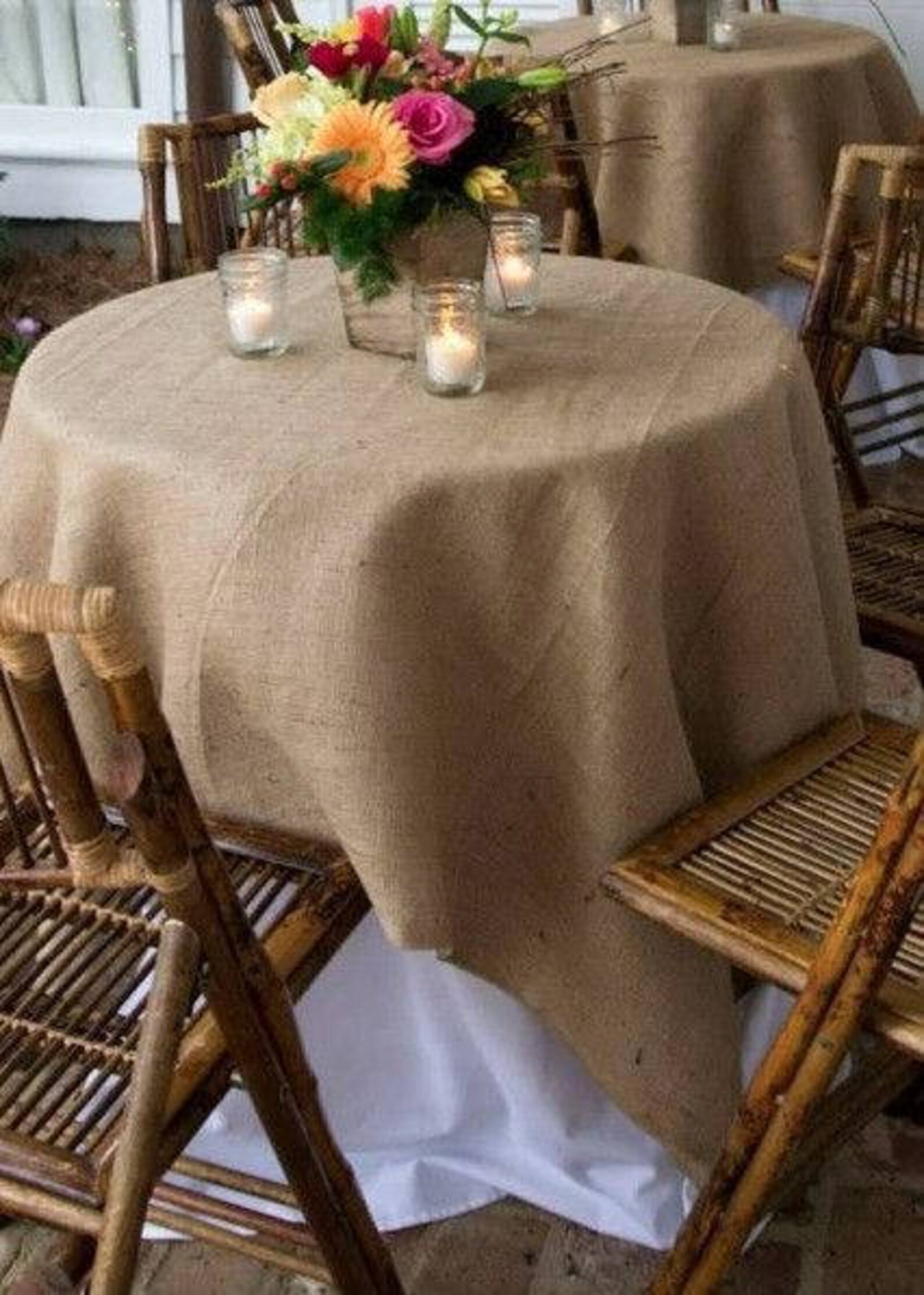 One High Quality Rustic Country Jute Burlap Table Cover Overlay Hemmed ...