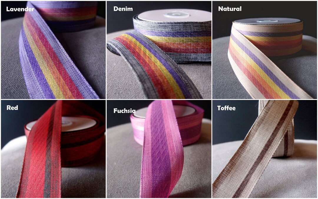 Vintage Cloth Fabric Striped Ribbon 1.5" X 10 Yards - Choose Colors ...