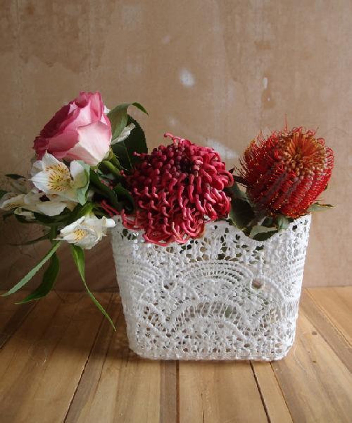 White Lace Flower Vase Pot Decor Holder 4 5 - Etsy