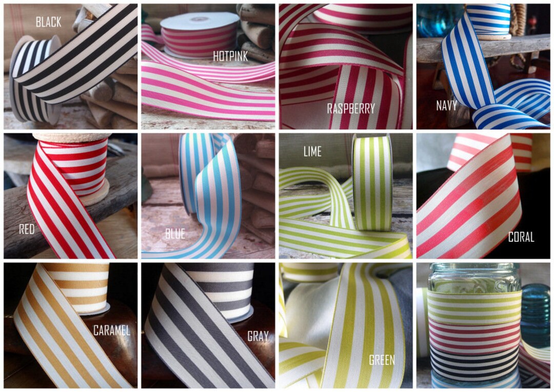 Woven Striped Gift Wrap & Craft Ribbon Roll - Choose Colors and Size ...