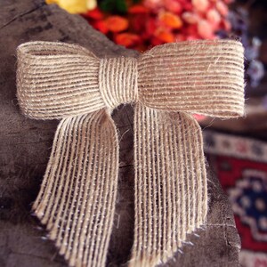 Set of 12 Burlap Jute Pre Tied Bows on Wire 3" Wide - Choose Colors ...