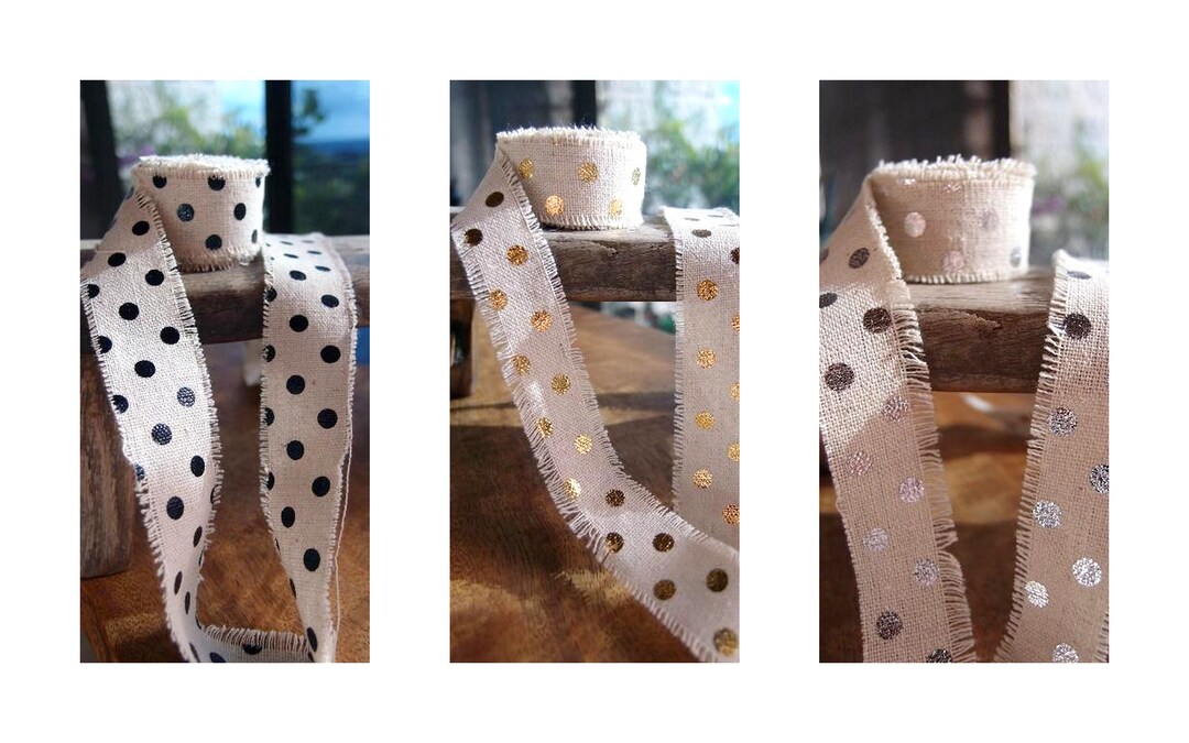 Premium Dots Linen Fringed Edge 1" X 5 Yards * Free Shipping * - Etsy