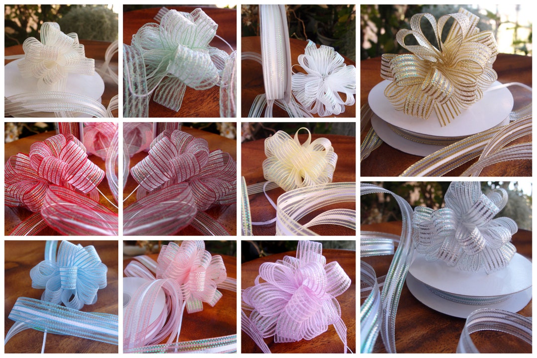 Iridescent High Quality Corsage Ribbon Pull Bow, 25 Yards, 5/8-inch ...