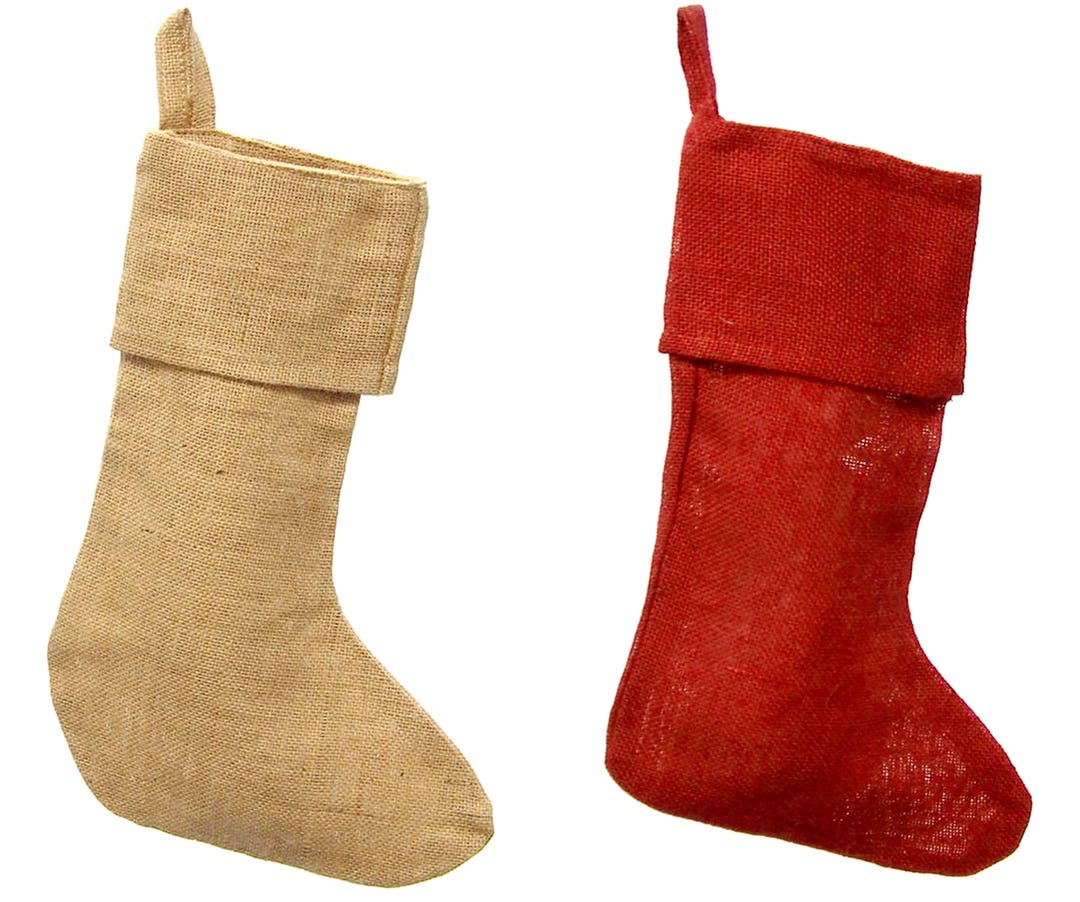 Six Natural Burlap Jute Christmas Stockings 10"w X 16"h - Colors * Free ...