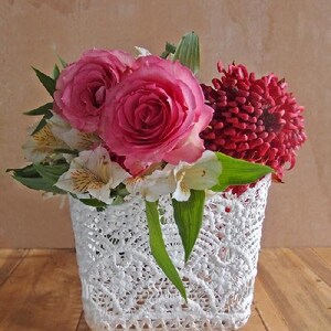White Lace Flower Vase Pot Decor Holder 4" 5" 6" Square * Free Shipping ...