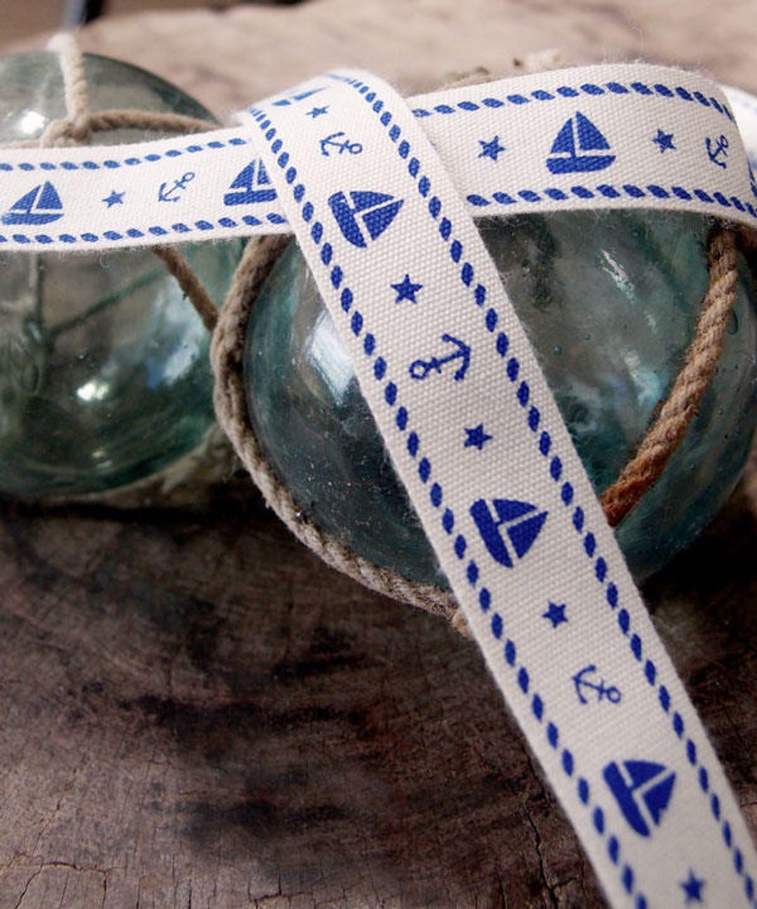 Blue Nautical Sailor Ship Print Cotton Ribbon, 5/8-inch, 10-yards ...