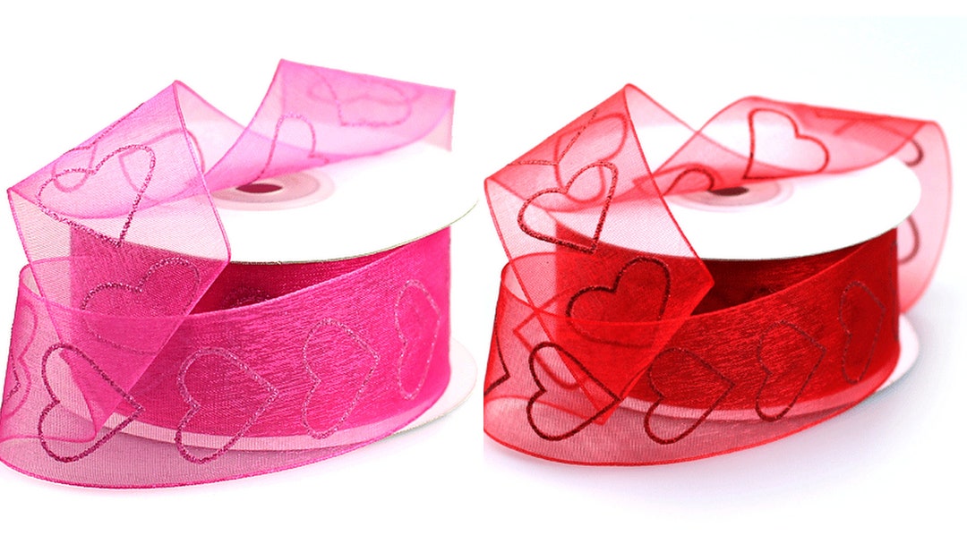 1.5" Sheer Glitter Hearts Love Ribbon 25 Yards * Free Shipping * - Etsy