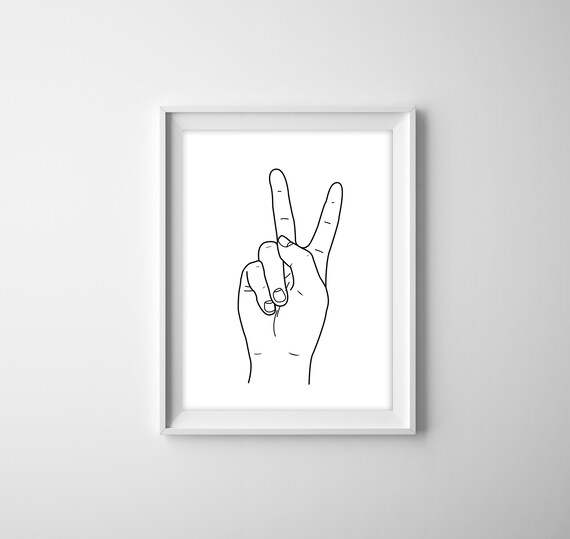 Peace Sign Peace Hand Sign Printable Wall Art Digital | Etsy