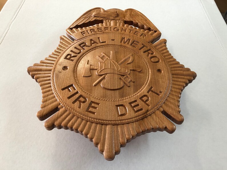 Rural Metro Fire Department Badge, Solid Cherry, Local Pick Up - Etsy