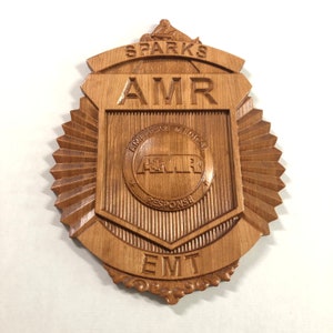 AMR American Medical Response Uniform Badge, Solid Black Walnut or ...