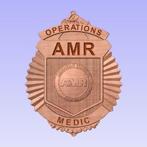 AMR American Medical Response Uniform Badge, Solid Black Walnut or ...