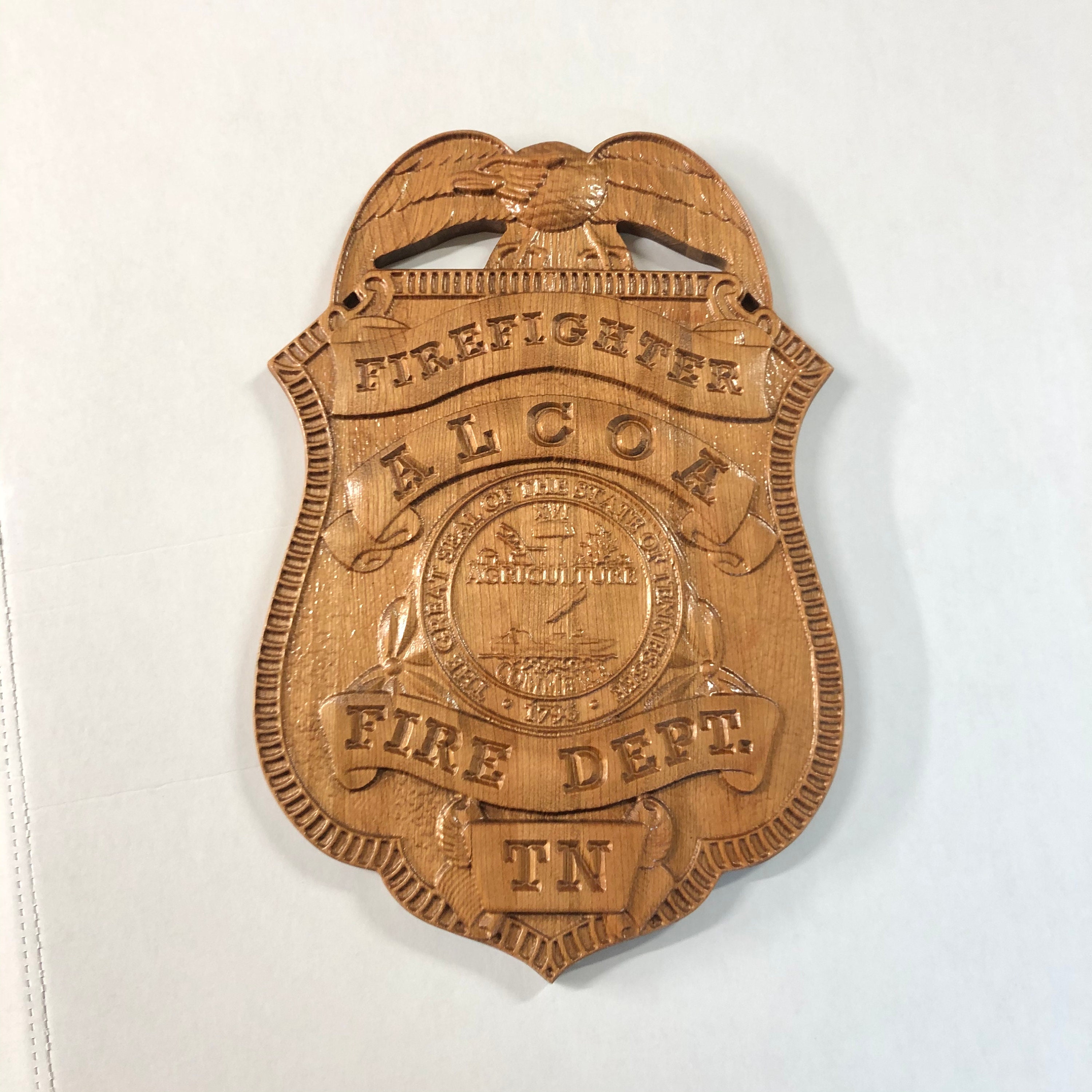 Alcoa Fire Department Badge Solid Cherry Local Maryville - Etsy