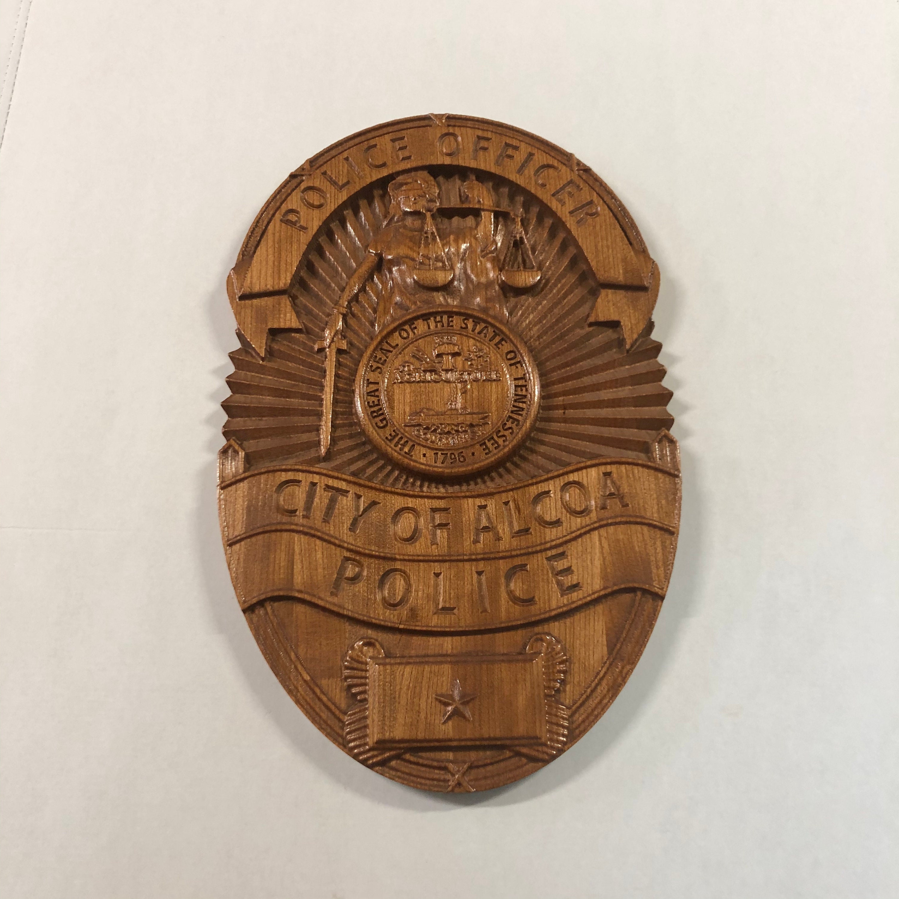 Alcoa Police Department Badge, Solid Cherry, Local Maryville Pick Up - Etsy