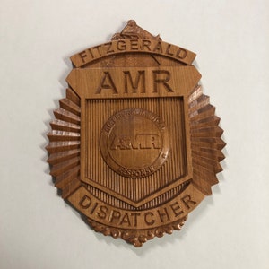 AMR American Medical Response Uniform Badge, Solid Black Walnut or ...