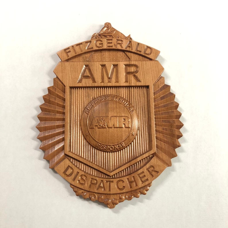 AMR American Medical Response Uniform Badge, Solid Black Walnut or ...