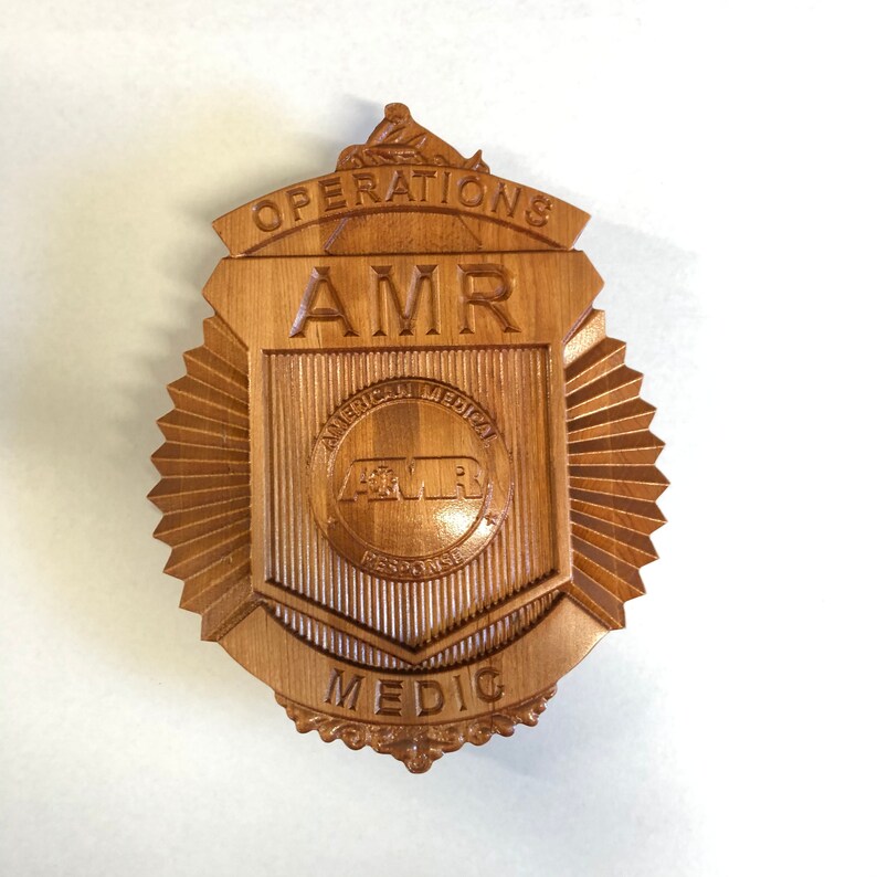 AMR American Medical Response Uniform Badge, Solid Black Walnut or ...
