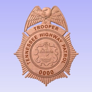 Tennessee Highway Patrol Badge, Customizable, Solid Cherry - Etsy