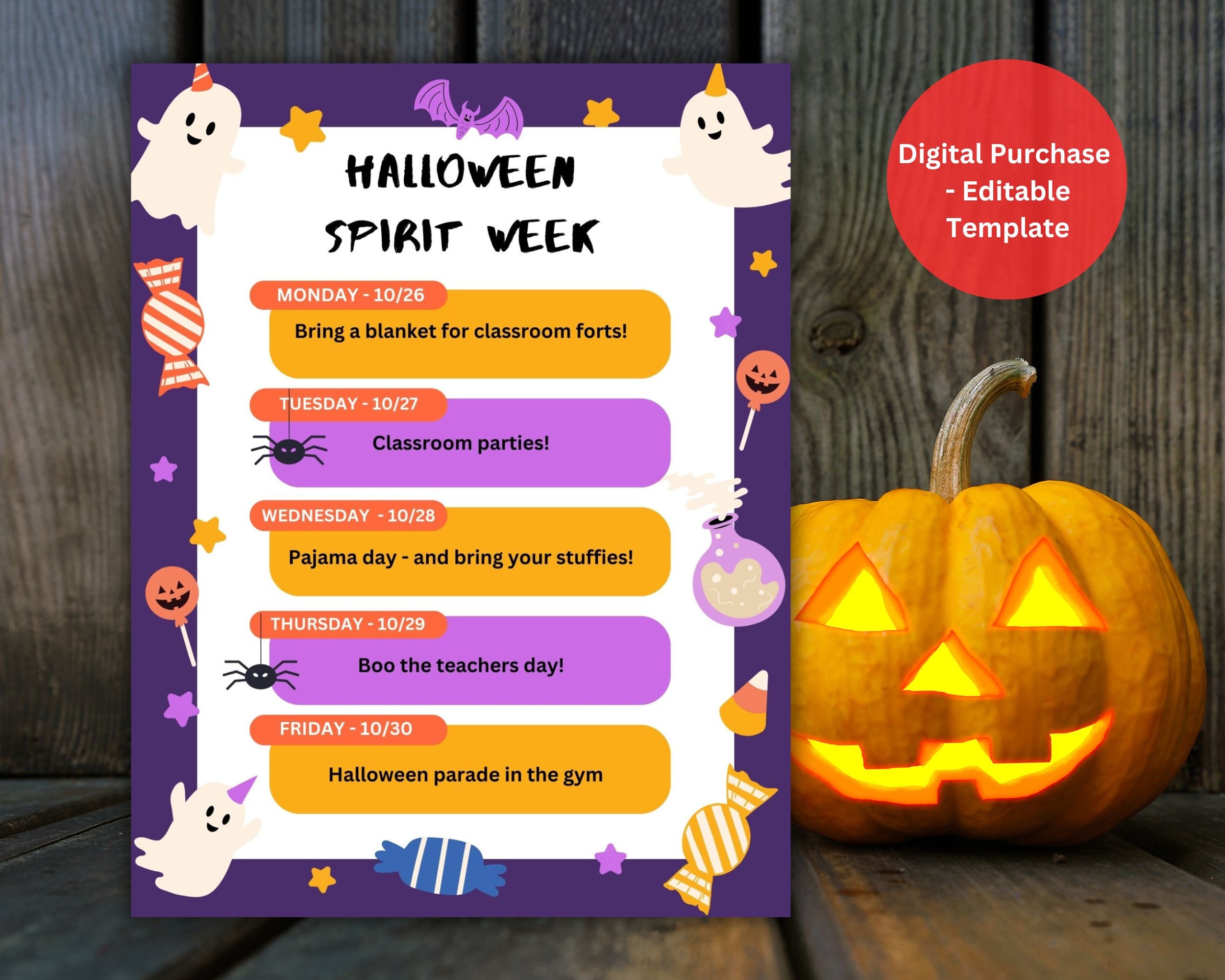 Halloween Spirit Week Flyer, PTA Flyer Canva, PTO Forms, Pto Templates ...