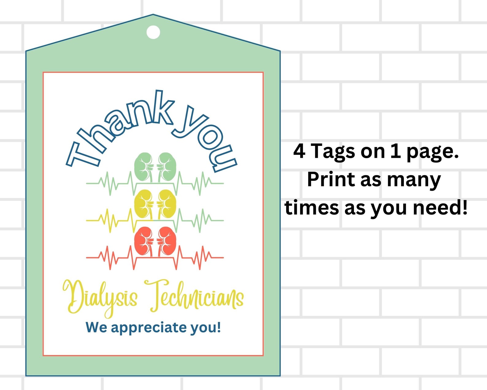 Dialysis Tech Gift Tag Dialysis Staff Thank You Ccht Week - Etsy