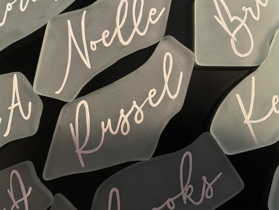 Hand Painted Sea Glass Name Cards - Etsy