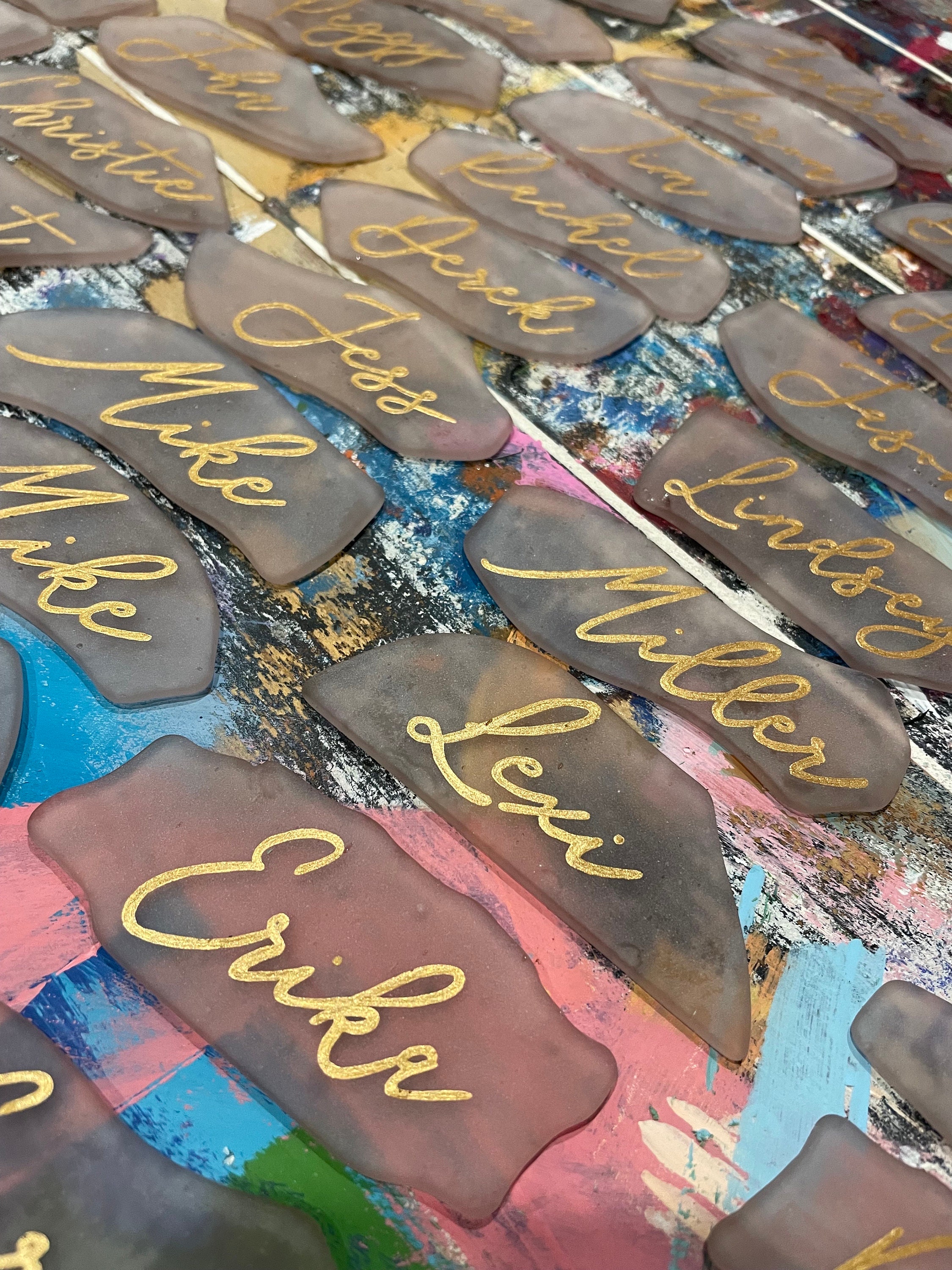 Hand Painted Sea Glass Name Cards - Etsy