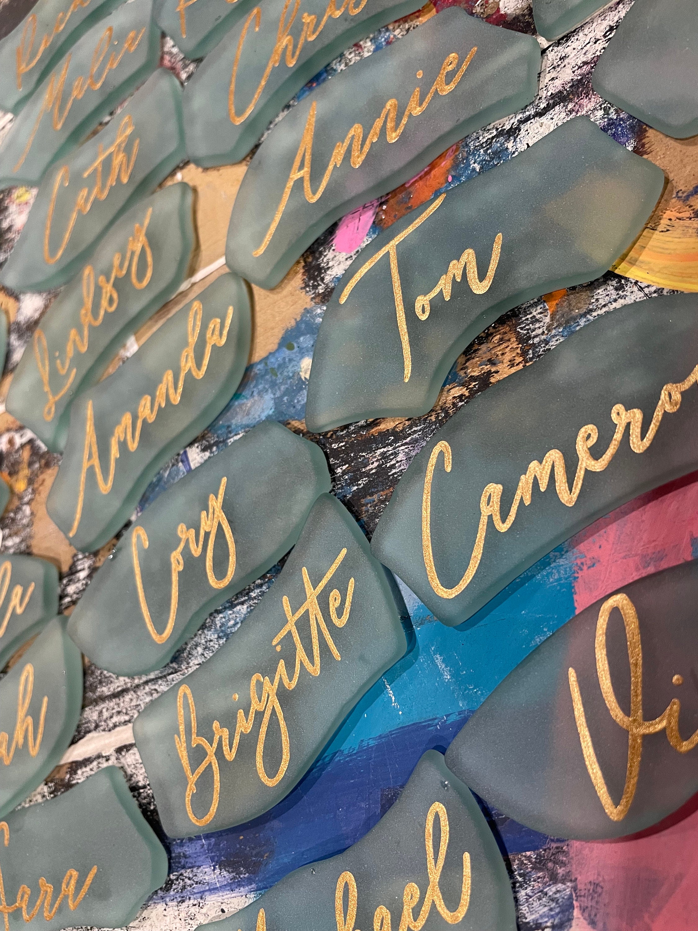 Hand Painted Sea Glass Name Cards - Etsy