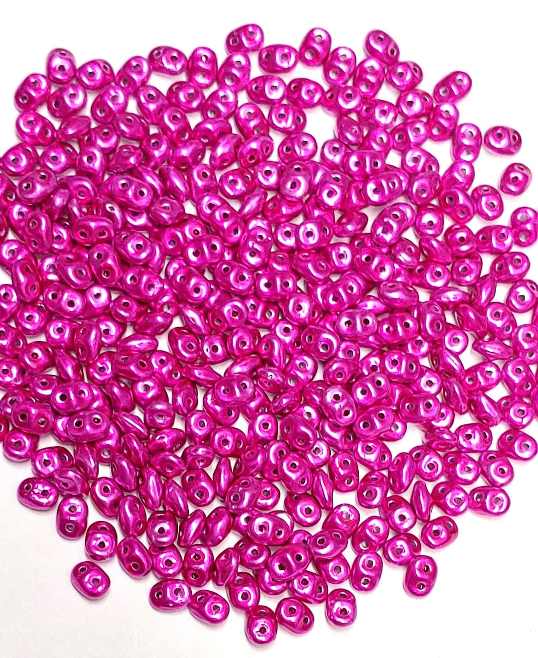 Superduo Metalust Hot Pink, Czech Glass 2-hole Bead 2.5mm X 5mm, 10 ...