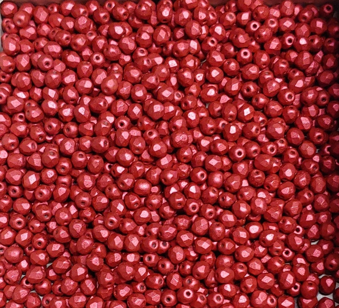 4mm Fire Polish Lava Red, Czech Glass Faceted Round Bead, 03000-01890 ...