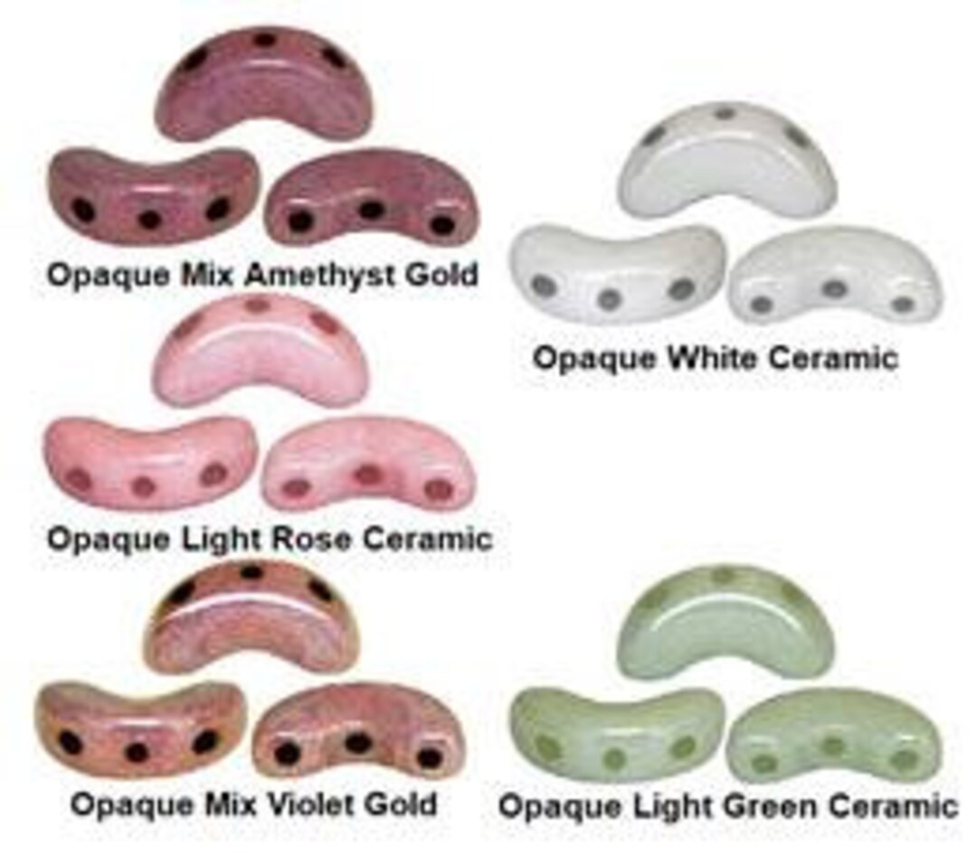 Arcos Par Puca Opaque Mix, Rose, Light Green and White, 3-hole 5X10MM ...