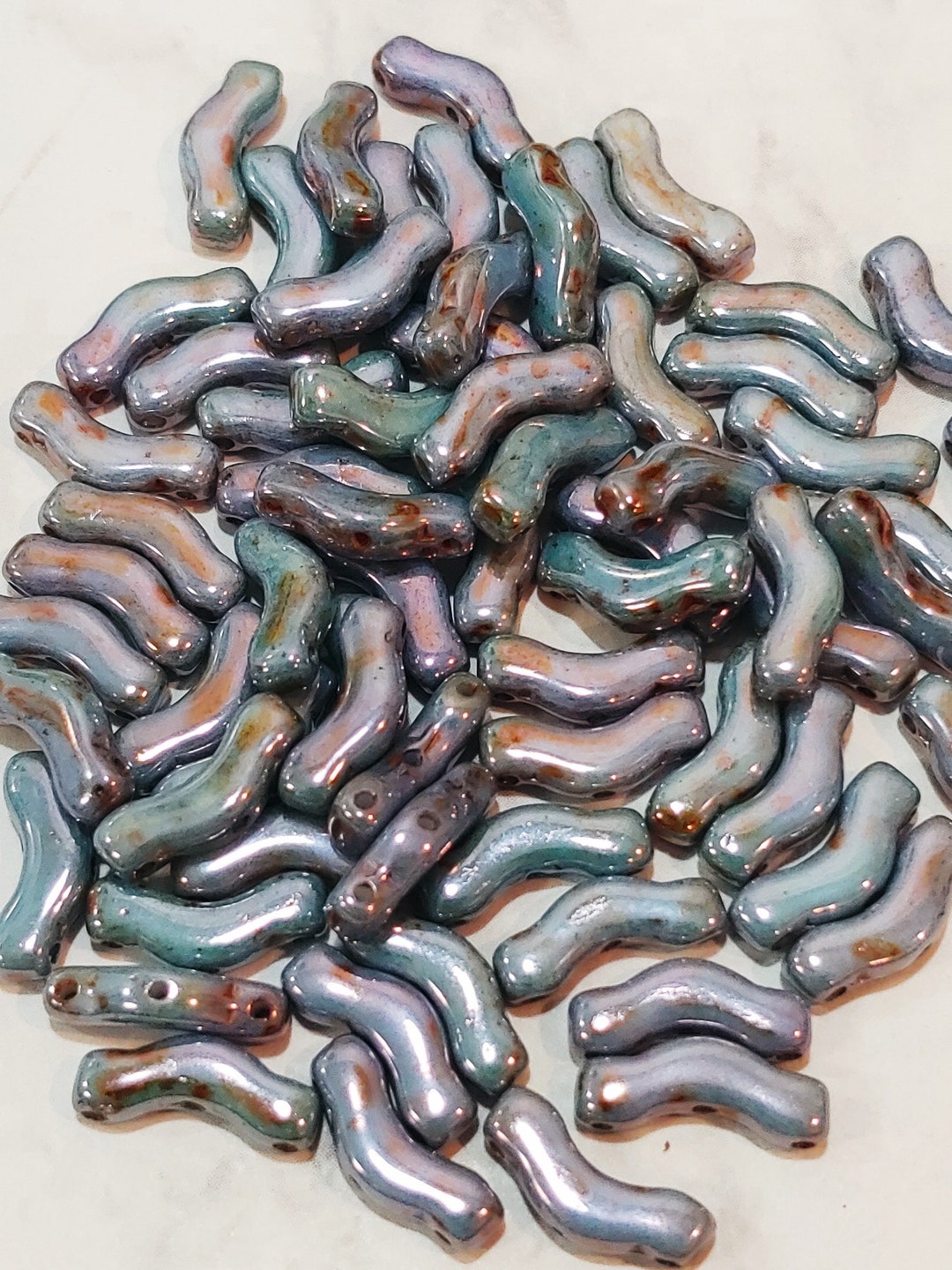 Bridge Bead Lazure Blue 3x12mm Czech Glass 3-hole Bead, 30 Beads - Etsy