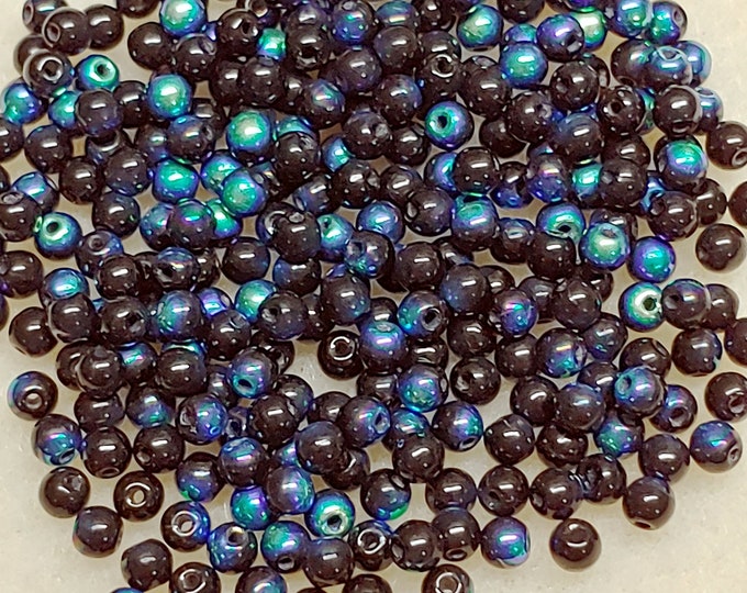 3mm Round Jet AB Czech Glass Beads, 28701 50 Beads - Etsy