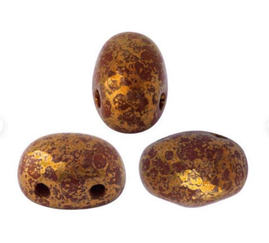 Samos® Par Puca® Opaque Choco Bronze, 2 Hole 5x7mm Czech Glass 13620 ...