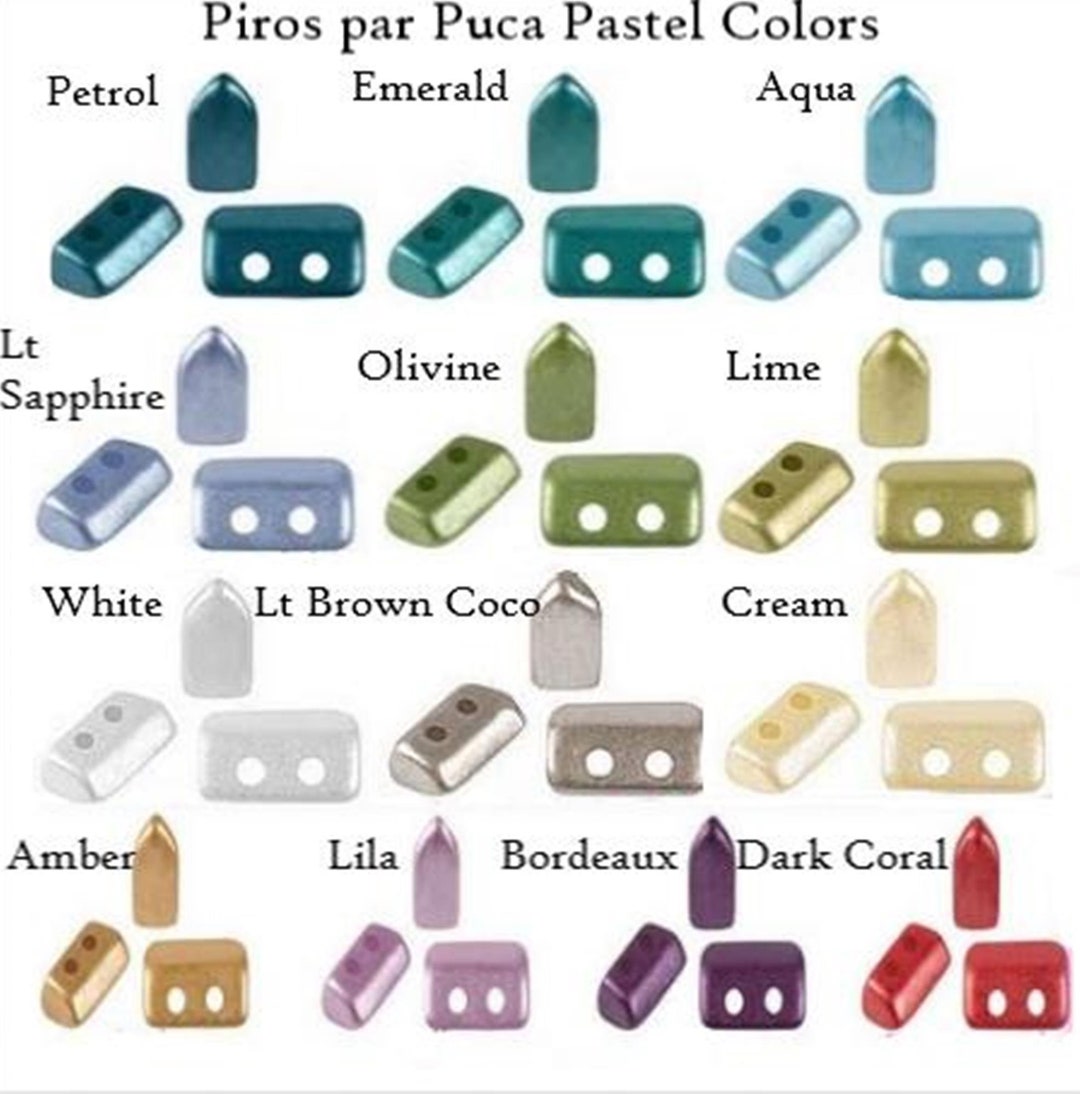Piros Par Puca-paris Pastel Colors, 2-hole 2x3x5mm Czech Glass, 5 Grams ...