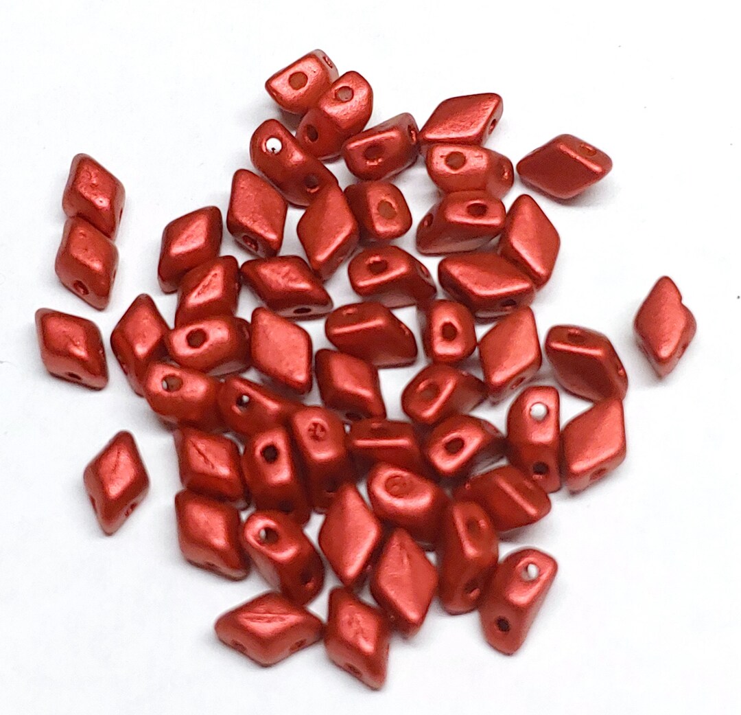 Mini Gemduo Chalk Lava Red, 2-hole Matubo Czech Beads 6x4mm, 50 Beads ...