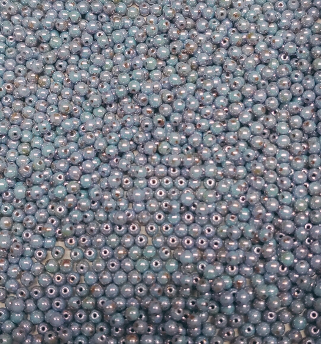 3mm Round White Blue Luster Czech Glass Beads - 65431, 50 Beads - Etsy