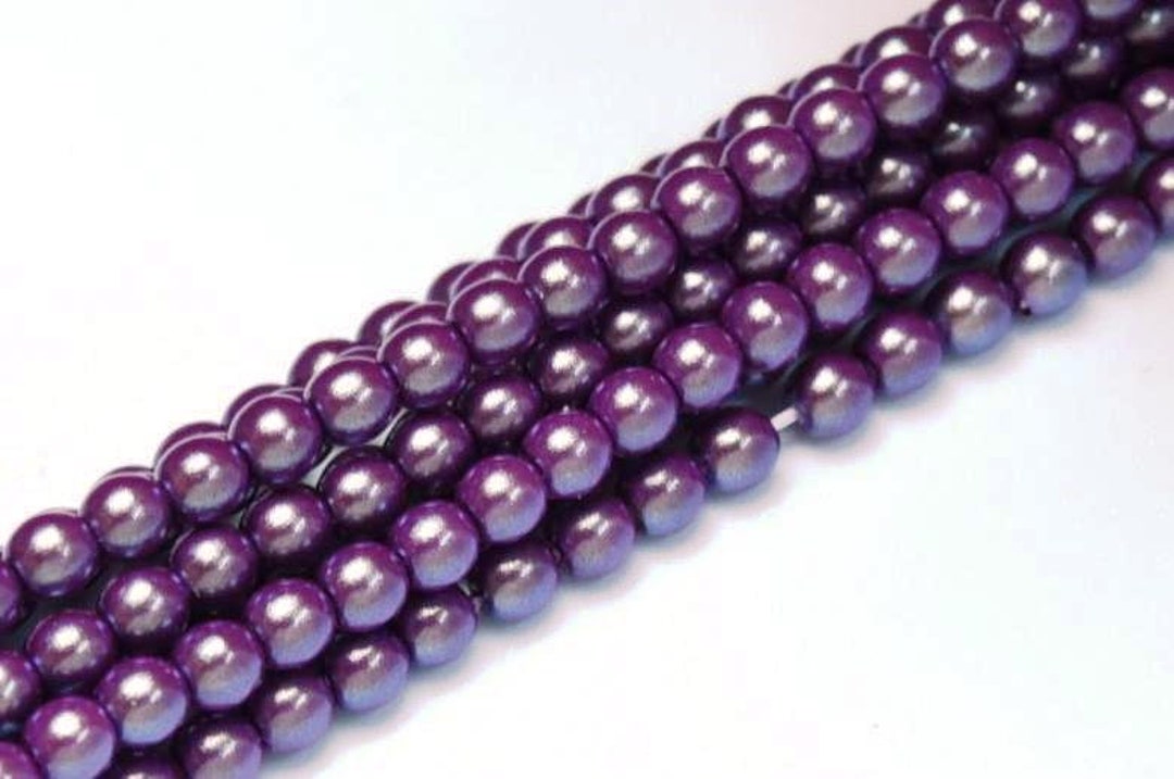 2mm, 3mm, 4mm, 6mm Round Pearl Shell Grape Satin, Czech Glass Beads ...