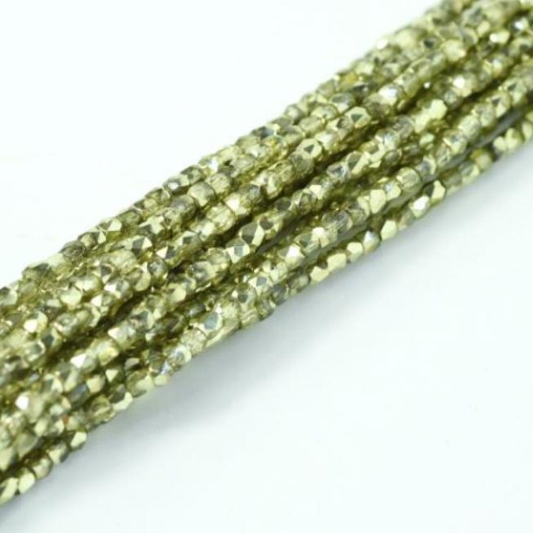 2MM Crystal Lime Metallic Ice, Fire Polish Czech Glass, 00030/67813-50 ...