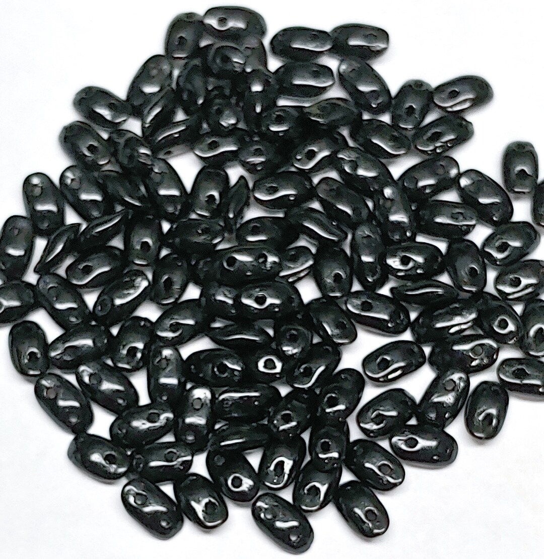 Wave Bead Jet, 3x7mm 2 Hole Czech Glass, 8 Grams Approx. 106 to 110 ...