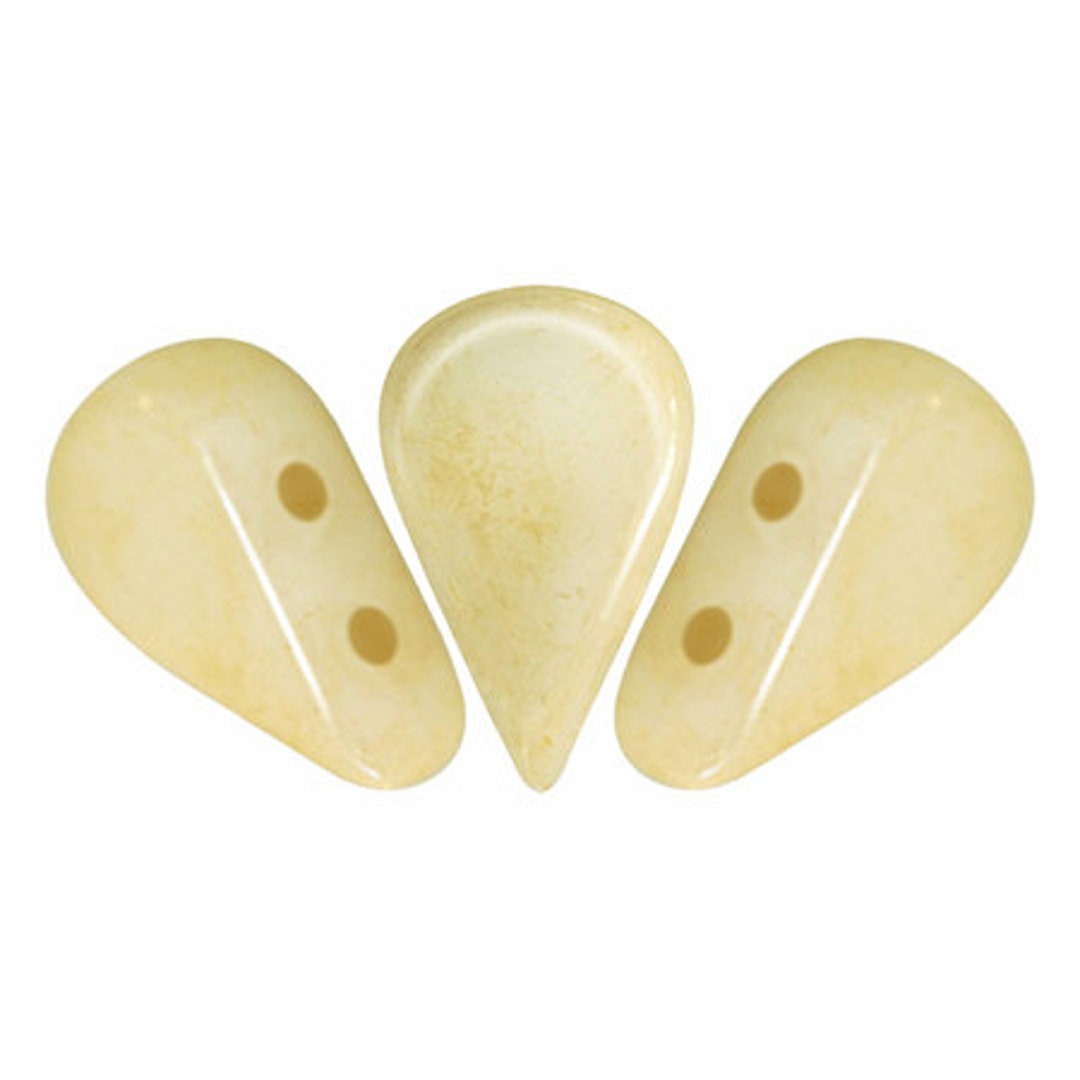 Amos® Par Puca® Paris Opaque Ivory Ceramic Look, 2-hole Czech Glass ...