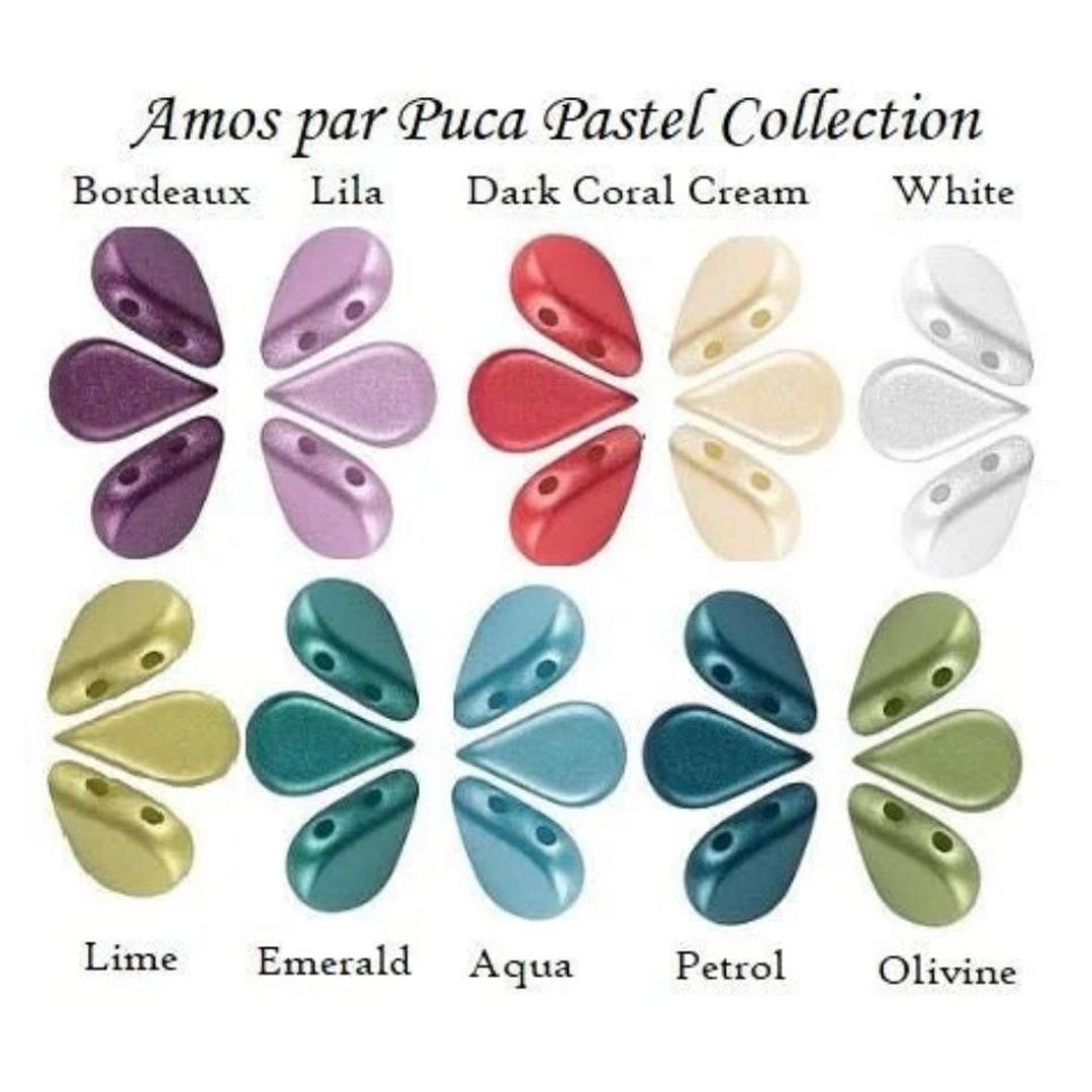 Amos® Par Puca Pastel Collection, 2 Hole 4x10mm Czech Glass, 30 Beads ...