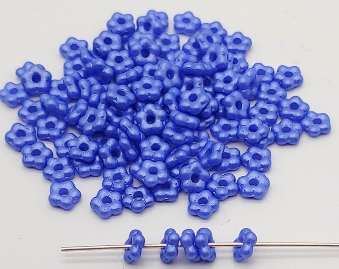 Forget-me-not 5mm Pastel Blue, Spacer Bead, Czech Pressed Glass, 29337 ...