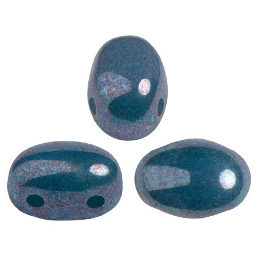 Samos® Par Puca® Opaque Blue Turquoise Nebula, 2 Hole 5x7mm Czech Glass ...