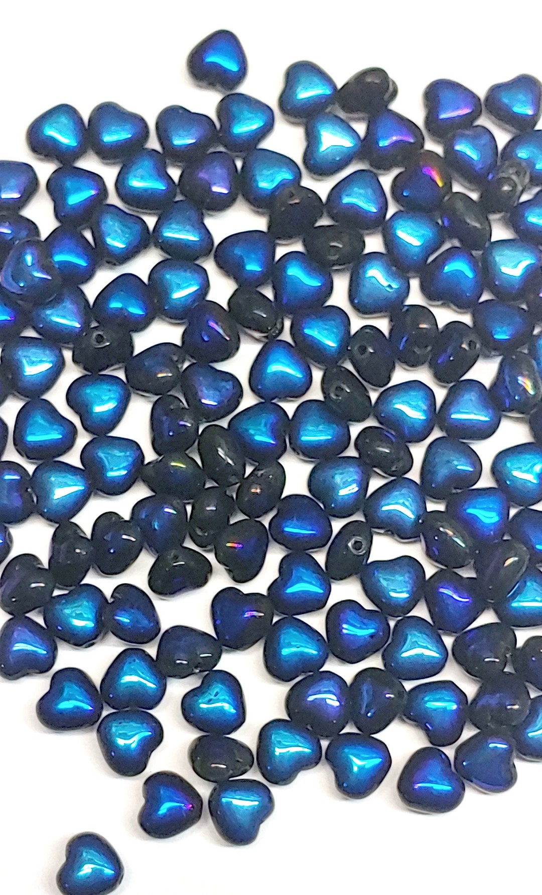 Heart Bead Jet Full Azuro, Pressed Czech Glass, 6mm 23980-22203-20 ...